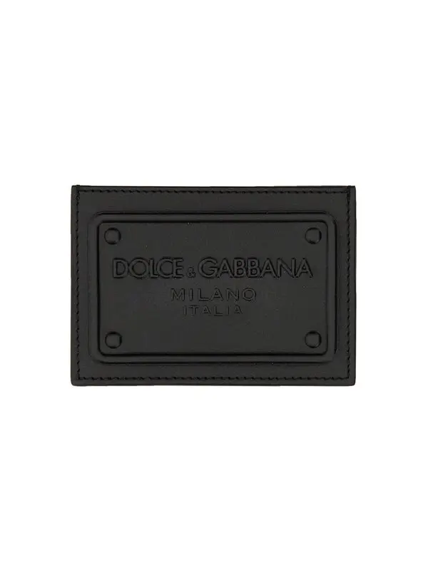 Dolce & Gabbana Leather Card Holder With Logo - Black
