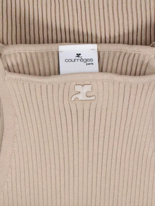 COURREGES Sleeveless Knit Top - Beige