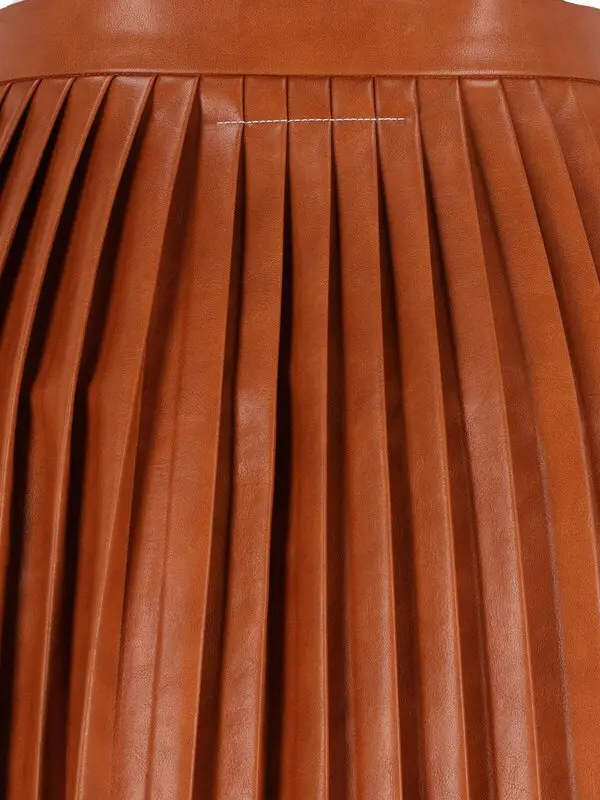 MAISON MARGIELA Pleated Midi Skirt - Brown