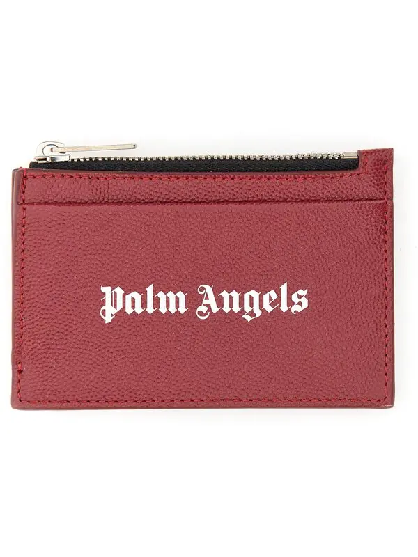 Palm Angels Caviar Card Holder - Bordeaux