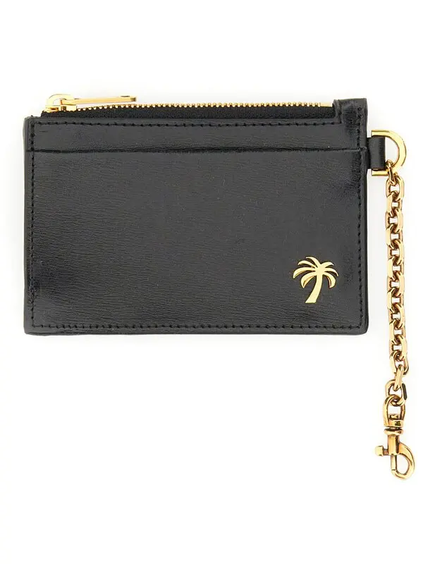 Palm Angels Card Holder With Chain "palm Beach - Black