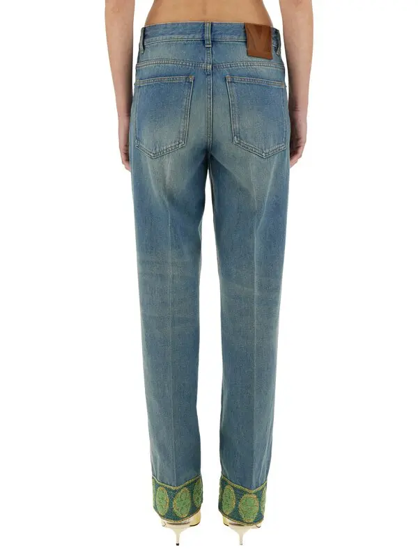 Valentino Garavani Pants With Jacquard Edges - Denim