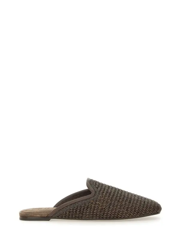 Brunello Cucinelli Techno Raffia Slipper - Brown