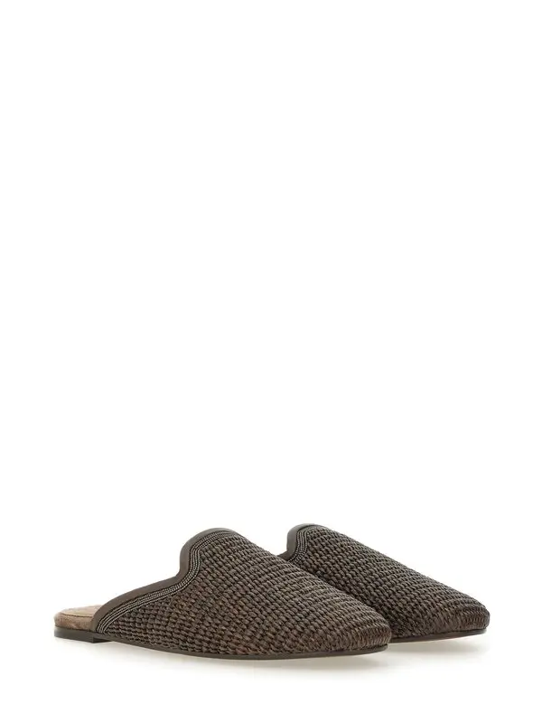 Brunello Cucinelli Techno Raffia Slipper - Brown