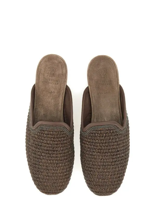 Brunello Cucinelli Techno Raffia Slipper - Brown