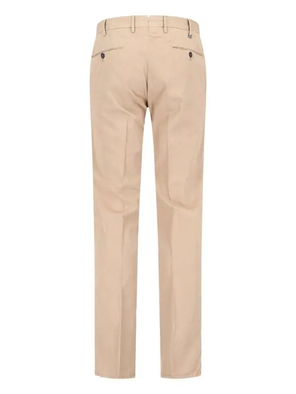 PT TORINO Cotton Blend Straight Leg Trousers - Brown