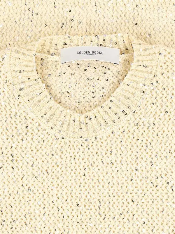 GOLDEN GOOSE Sequin Knit Tank Top - Cream