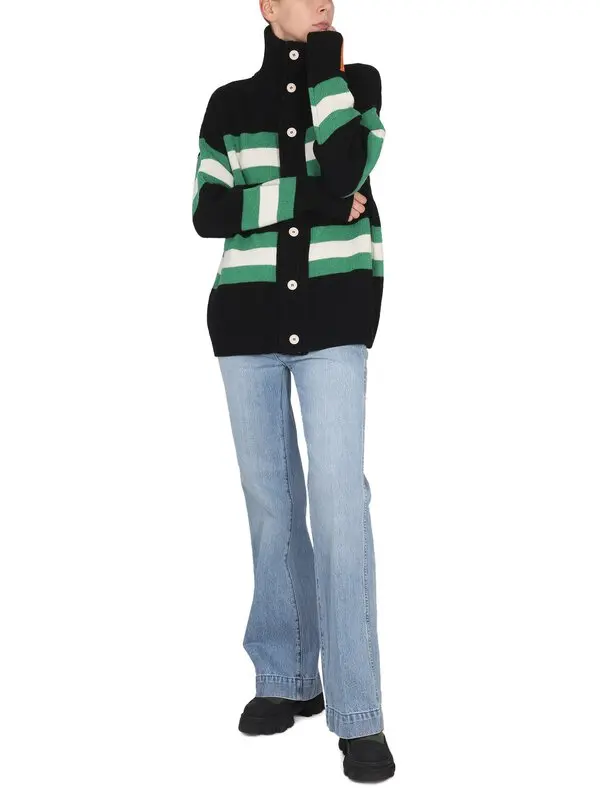 RIGHT FOR Turtleneck Cardigan - Multicolour