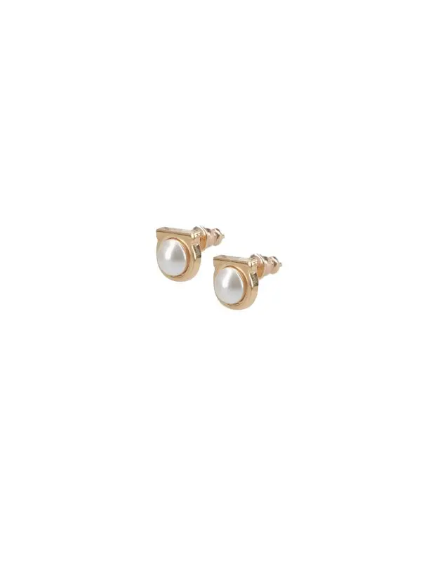 FERRAGAMO Earrings With Pearls And Gancini - Gold