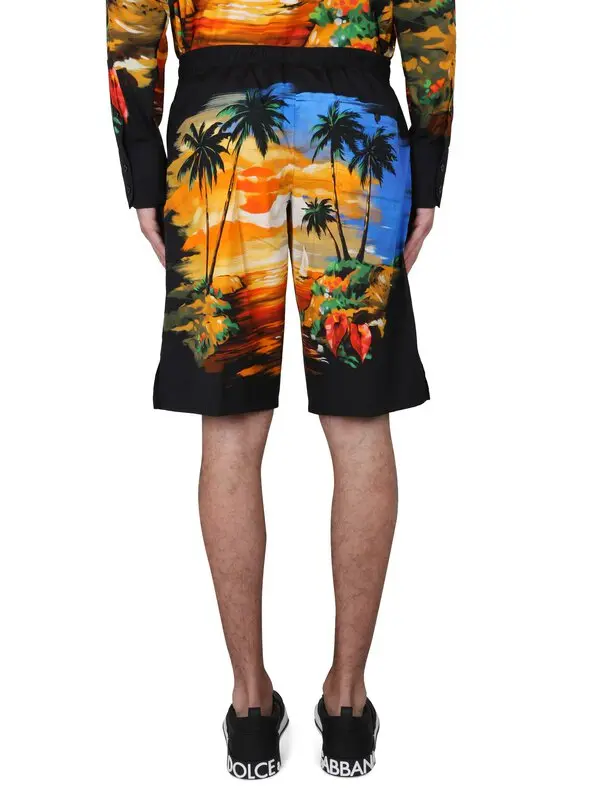 Dolce & Gabbana Bermuda Shorts With Hawaii Print - Multicolour