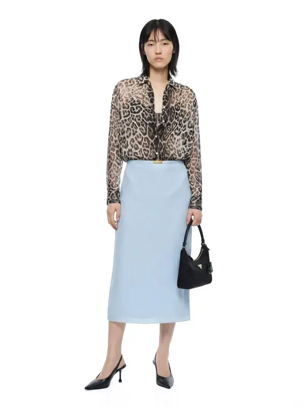 Gucci Silk Midi Skirt - Light Blue