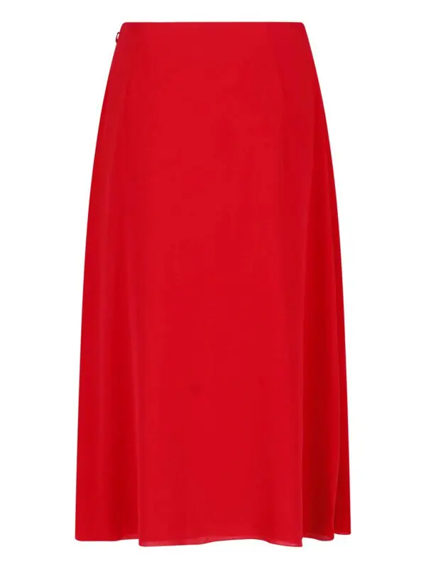 Loro Piana Silk Midi Skirt - Red