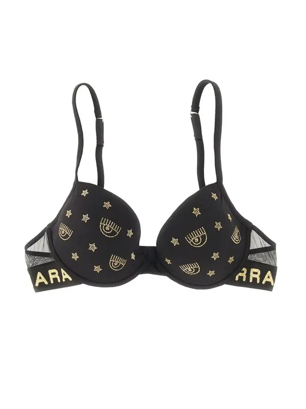 CHIARA FERRAGNI Bralette With Logomania - Black