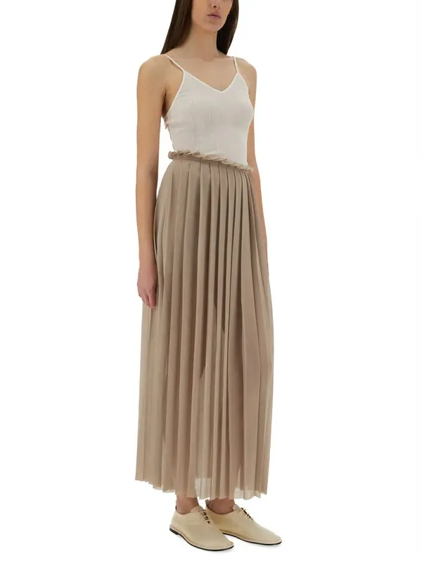 Ami Long Pleated Skirt