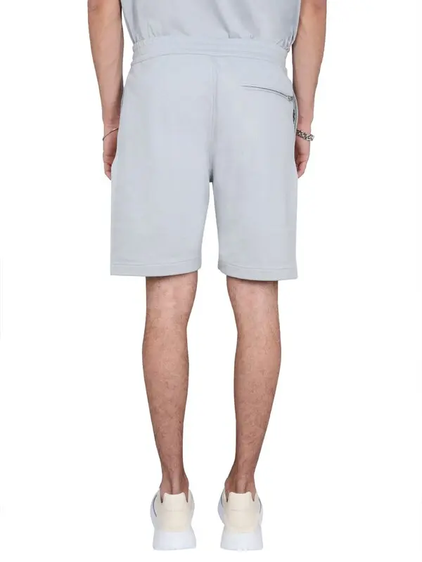 Alexander McQueen Bermuda Shorts With Logo Print - Azure