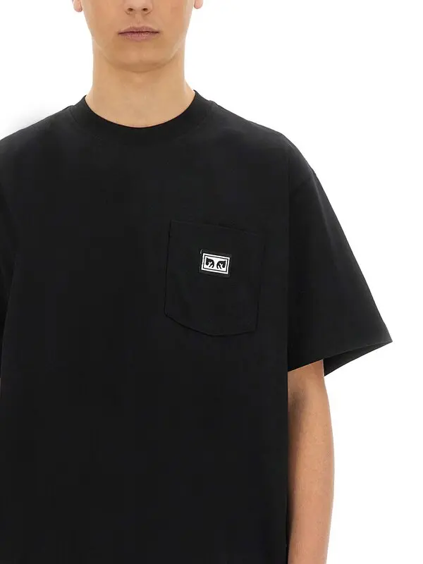 Obey Eyes" T-shirt With Pocket - Black