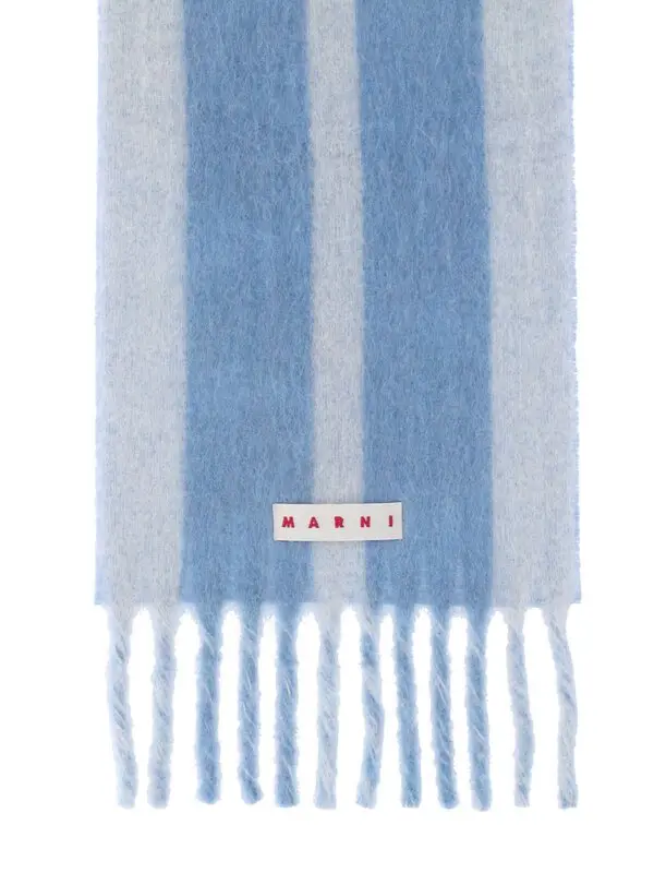 Marni Striped Logo Scarf - Light Blue