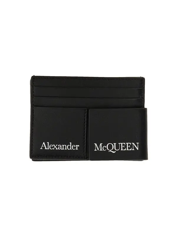 Alexander McQueen Card Holder With Logo - Black