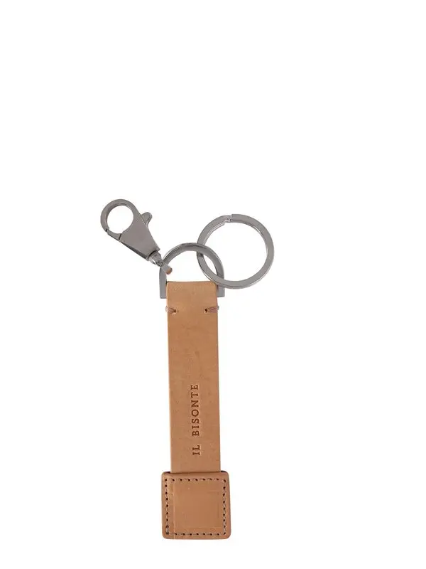 Il Bisonte Leather Key Ring - Beige