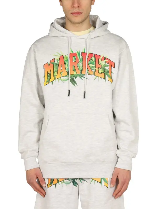 MARKET Logo Print Hoodie - Grey