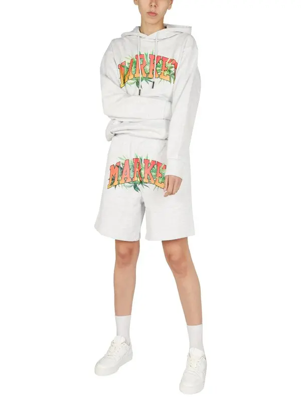 MARKET Logo Print Hoodie - Grey