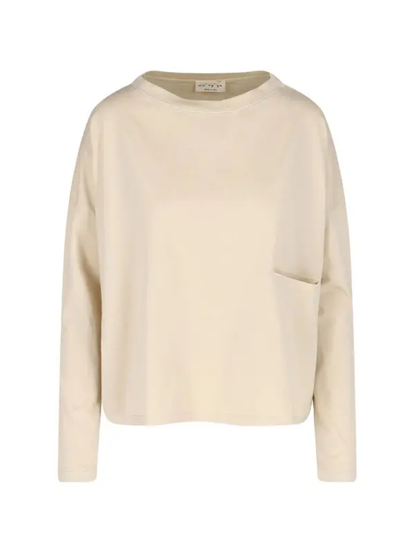 MA'RY'YA Round Neckline T-shirt - Beige