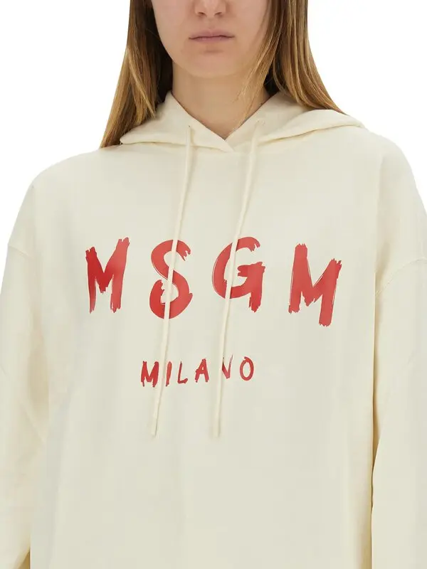 MSGM Sweatshirt With Brushed Logo - Ivory