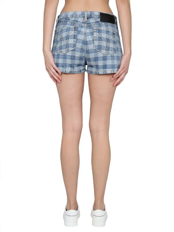 AMI Paris Check Denim Shorts