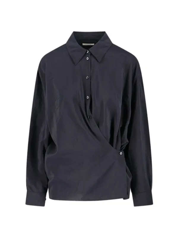 LEMAIRE Draped Cotton-silk Blend Shirt - Black