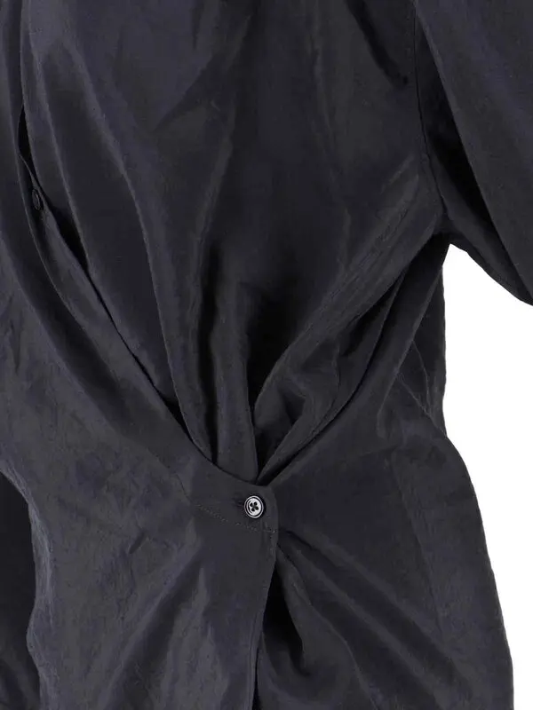 LEMAIRE Draped Cotton-silk Blend Shirt - Black