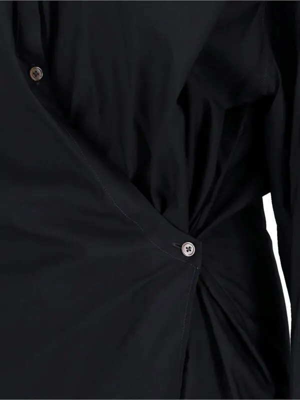 LEMAIRE Draped Cotton-silk Blend Shirt - Black