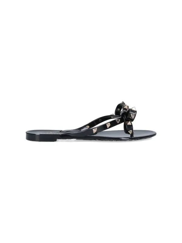 Valentino Garavani Rockstud Thong Sandals - Black