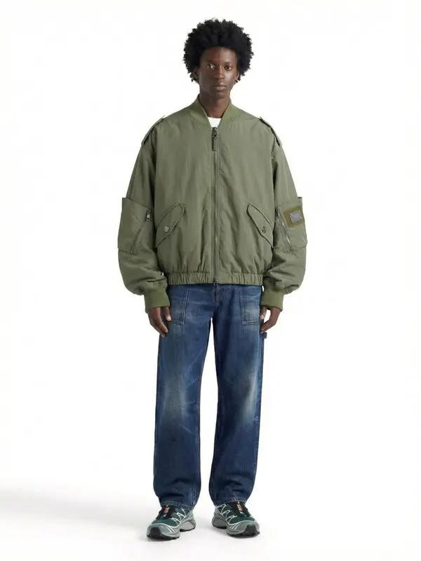 Off-White Logo Bomber Jacket - Green