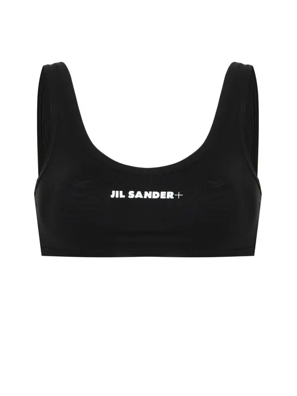 JIL SANDER Logo Bikini Top - Black