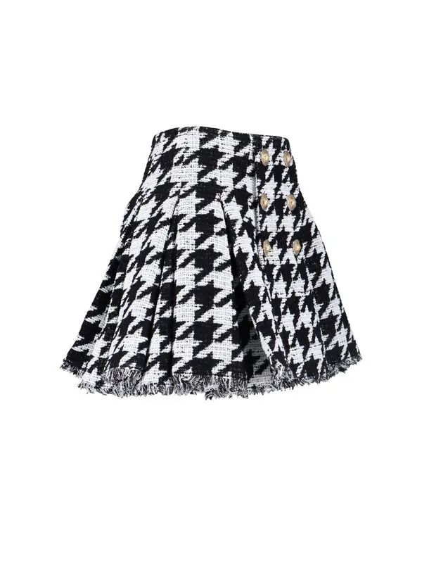 Balmain Houndstooth Mini Skirt - Black