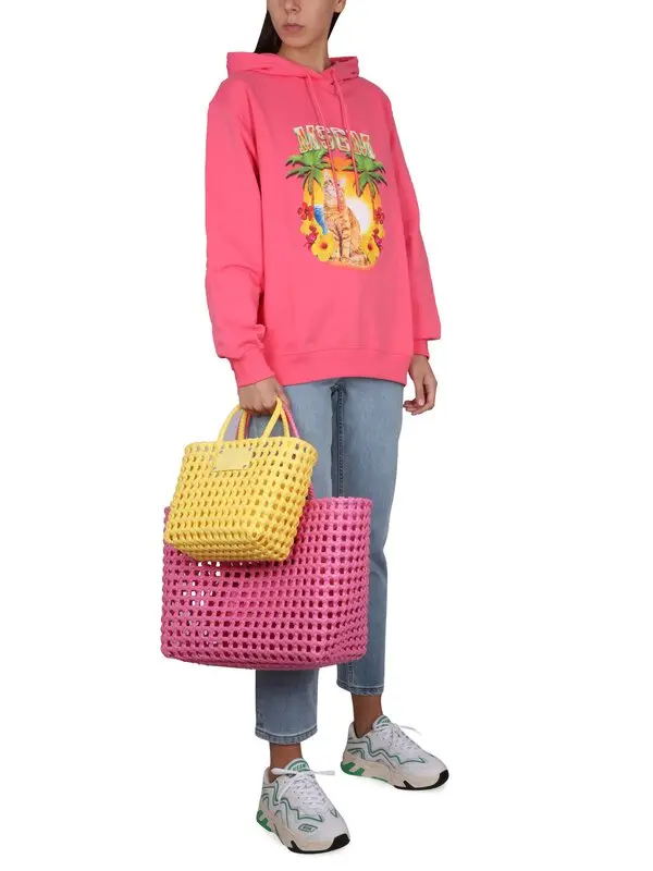 MSGM Sweatshirt With Logo - Fuchsia