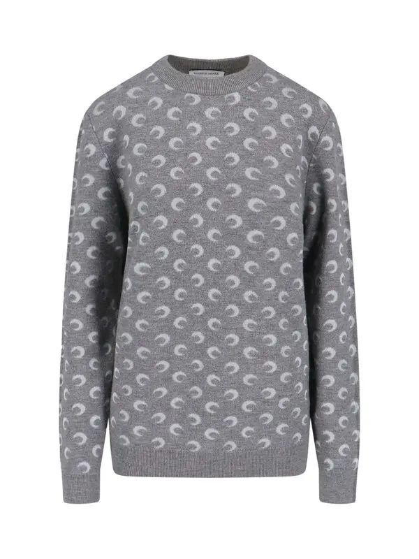 MARINE SERRE Moon Logo Knit Sweater - Gray