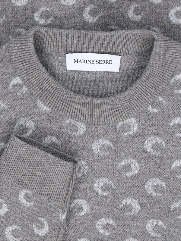 MARINE SERRE Moon Logo Knit Sweater - Gray
