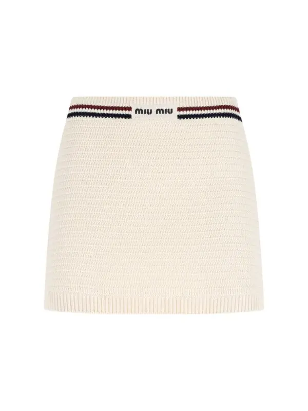Balmain Knitted Mini Skirt - Cream