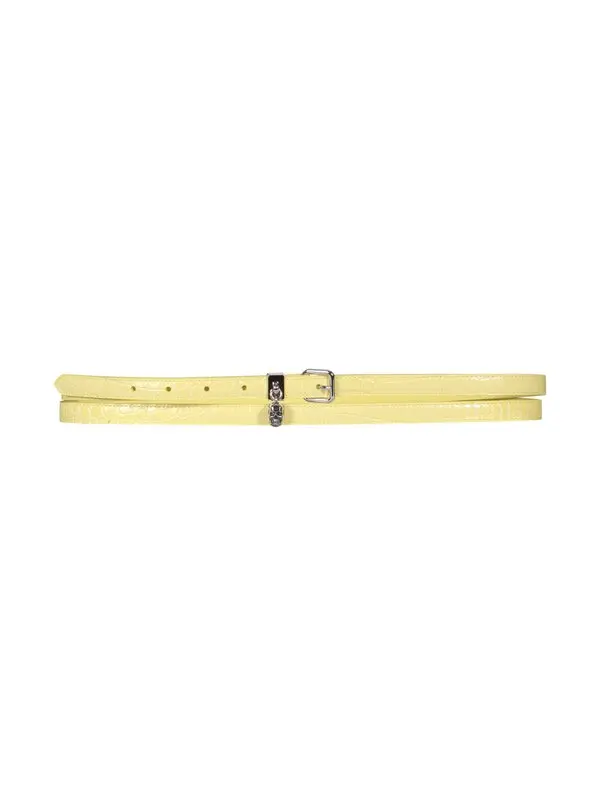 Alexander McQueen Double Belt With Skull And Pav - Yellow