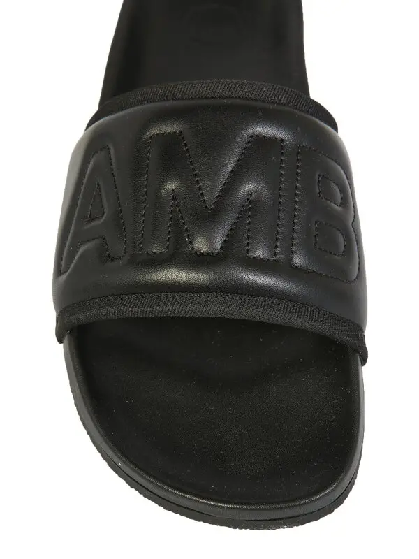 AMBUSH Leather Slide Sandals - Black