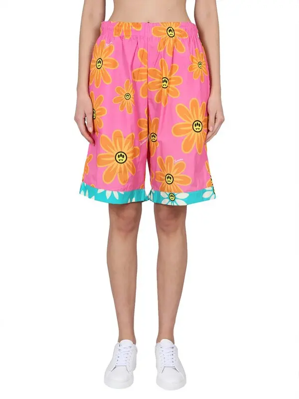 BARROW Sunflower Print Bermuda Shorts