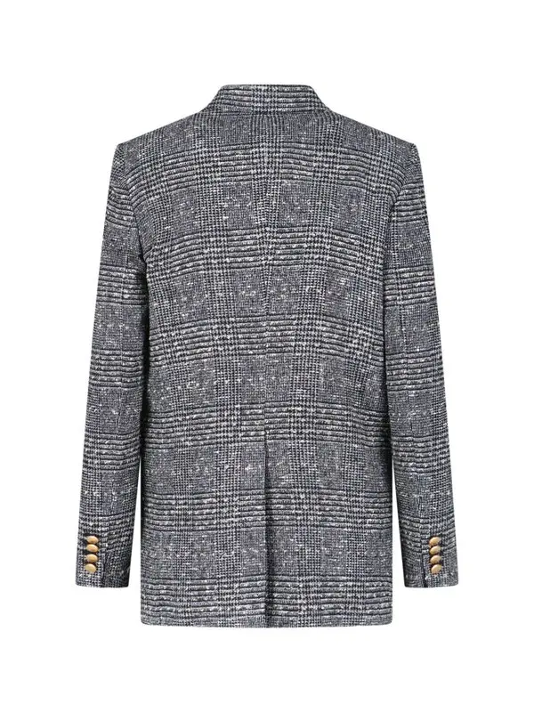 Balmain Double-breasted Houndstooth Tweed Blazer - Black