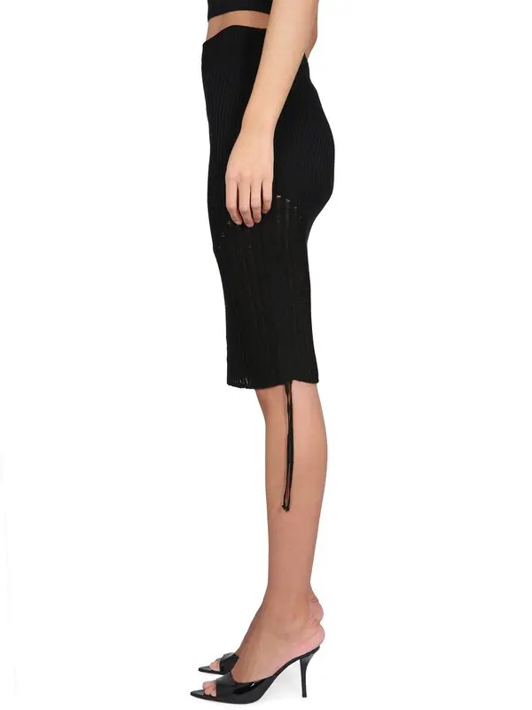 ANDREĀDAMO Ribbed Midi Skirt - Black