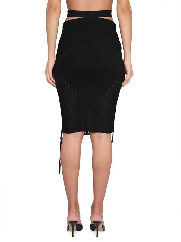 ANDREĀDAMO Ribbed Midi Skirt - Black