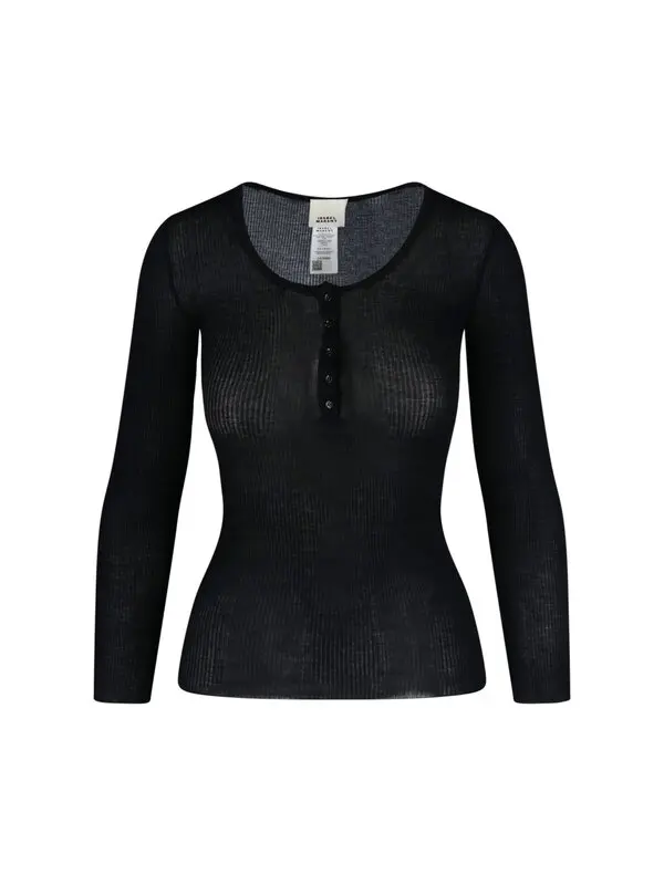 Isabel Marant Lamyli Ribbed Top - Black