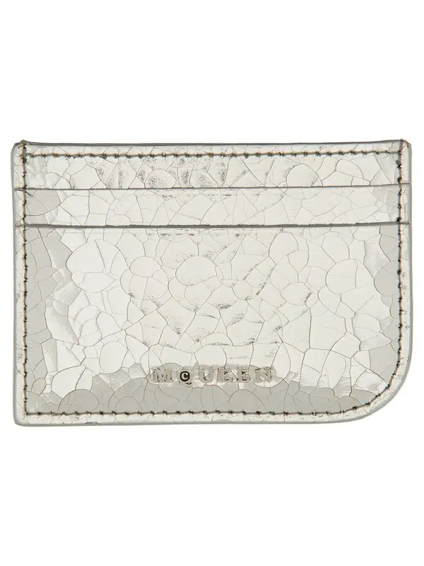 Alexander McQueen Leather Card Holder - Silver