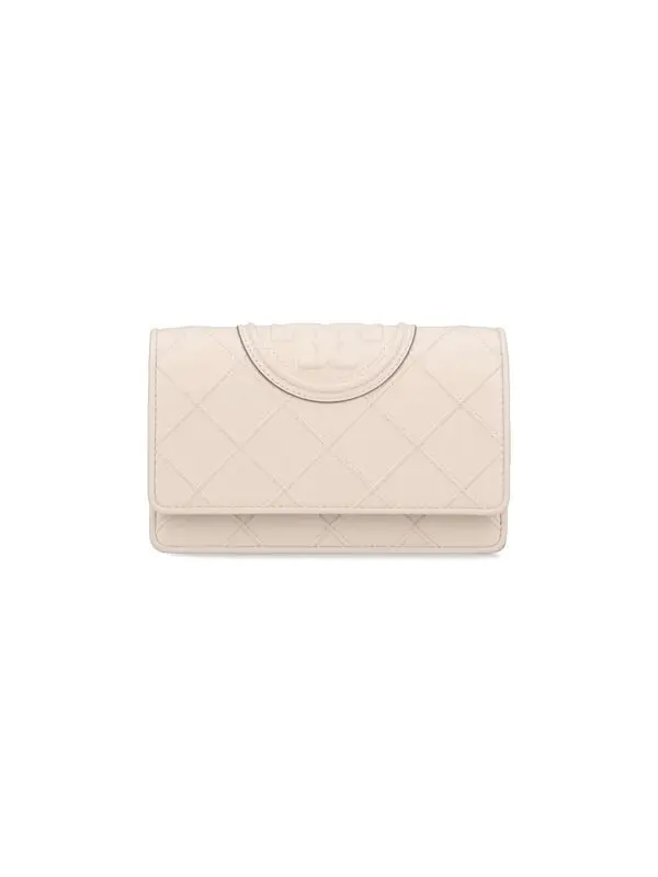 Tory Burch Fleming" Chain Wallet - Cream