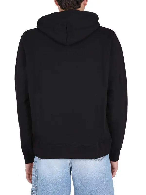 Gcds Hooded Sweatshirt With Graphic Detail - Black