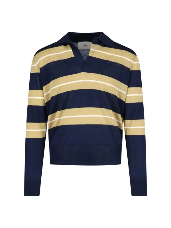 TONYWACK Striped Polo Shirt - Blue